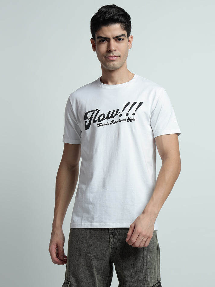 Rarebond's Rare Flow White Half Sleeve Comfort Fit T-Shirt ...